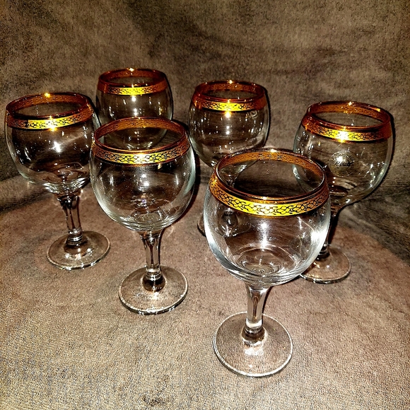 Dining | Vintage 24k Gold Rim Wine Goblets 196s Pasabahce Set Of 6 ...